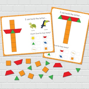 Alphabet Pattern Blocks Activity, STEM Challenge Cards for Preschool ...