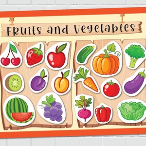 Fruits and Vegetables Sorting Printable Activity. Farm Busy Book Page ...