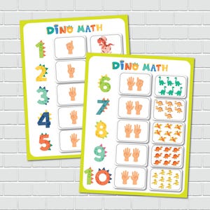 Dinosaur Math Activities for Kids, Count and Match Numbers, Preschool ...