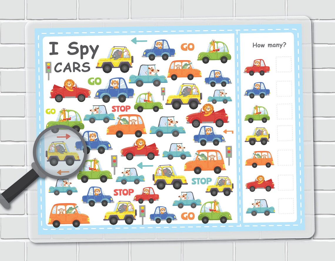 I Spy Activity Transportation Theme, Kids Look and Find Counting Game ...