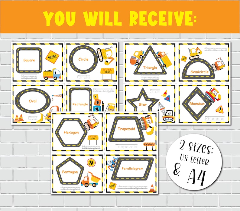 Play Dough Mats Construction Trucks Building Shapes. Printable ...
