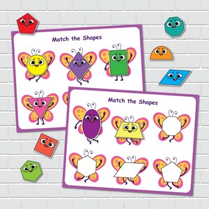 Butterflies Shape Matching Activity, 2D Shapes, Summer Busy Book Page ...