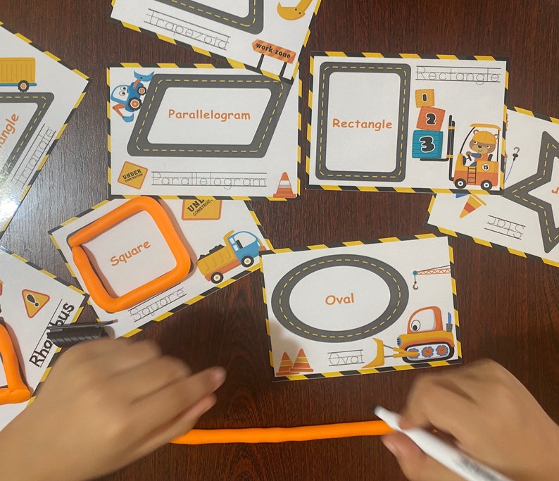 Play Dough Mats Construction Trucks Building Shapes. Printable ...