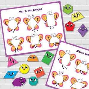 Butterflies Shape Matching Activity, 2D Shapes, Summer Busy Book Page ...