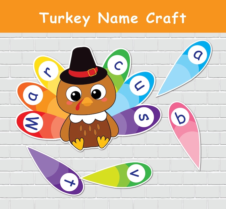 Turkey Name Craft: Thanksgiving Printables, Letter Recognition Activity ...