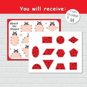 Ladybug Shape Matching Activity, 2D Shapes, Summer Busy Book Page, File ...
