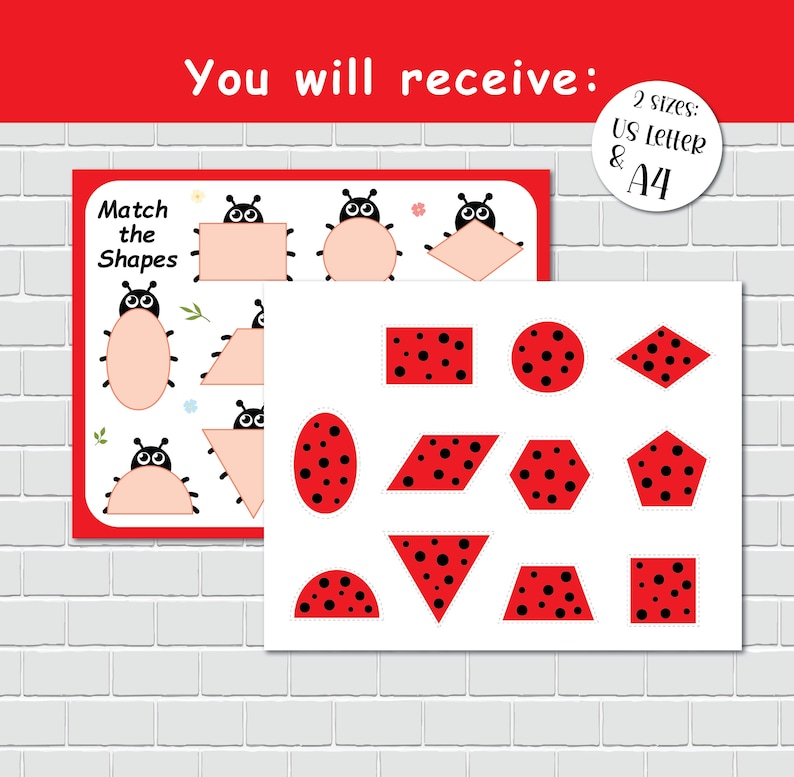 Ladybug Shape Matching Activity, 2D Shapes, Summer Busy Book Page, File ...