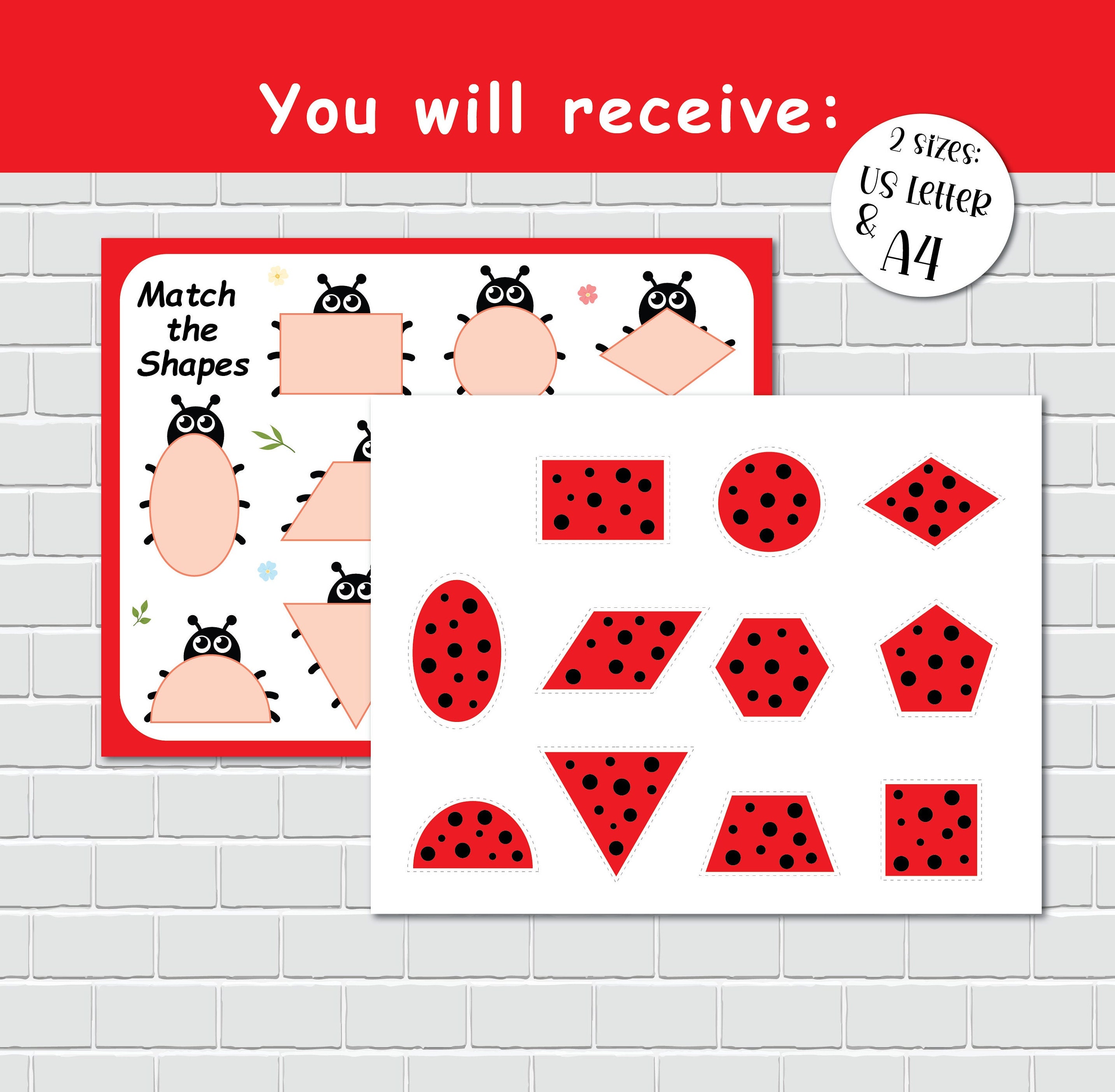 Ladybug Shape Matching Activity, 2D Shapes, Summer Busy Book Page, File ...