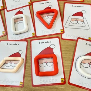 Santa Shapes Play Dough Mats, Printable Play Doh, Toddler Quiet Time ...