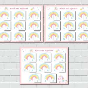 Rainbow Alphabet Matching Activity. Toddler Busy Book Page. Preschool ...