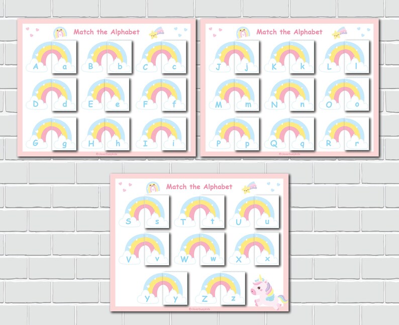 Rainbow Alphabet Matching Activity. Toddler Busy Book Page. Preschool ...