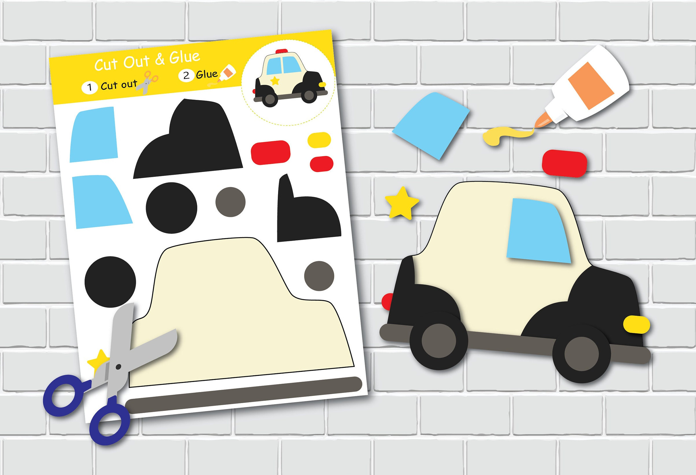 Cut Out and Glue. Transportation Theme Scissors Practice for Kids ...