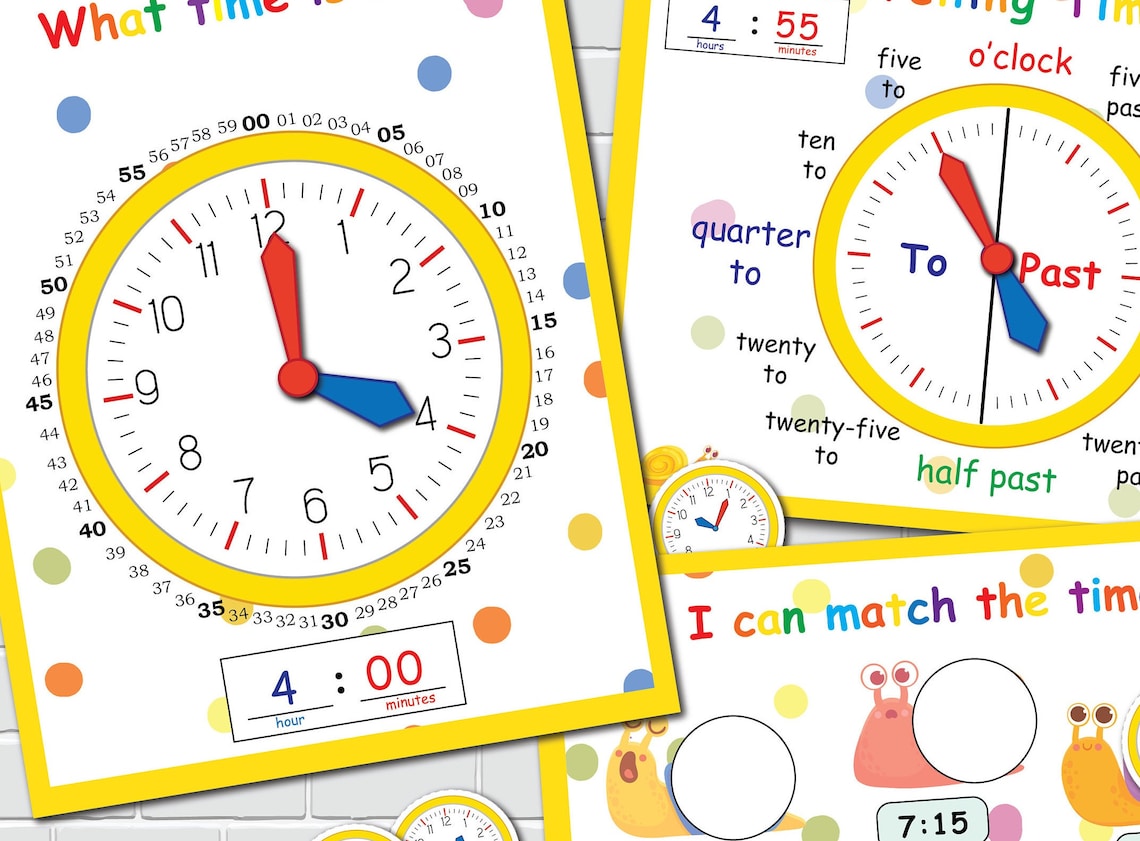 Printable Clock Telling Time Learning Activities Preschool | Etsy Canada