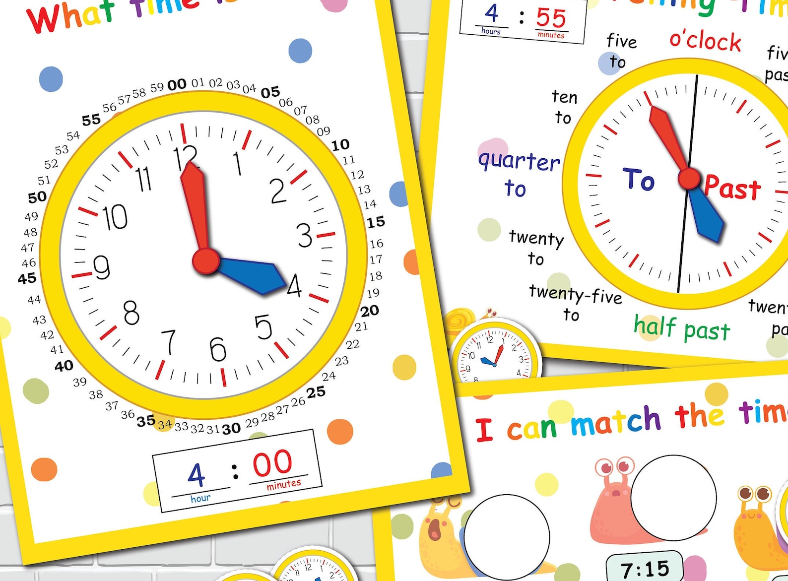 Printable Clock Telling Time Learning Activities Preschool | Etsy Canada