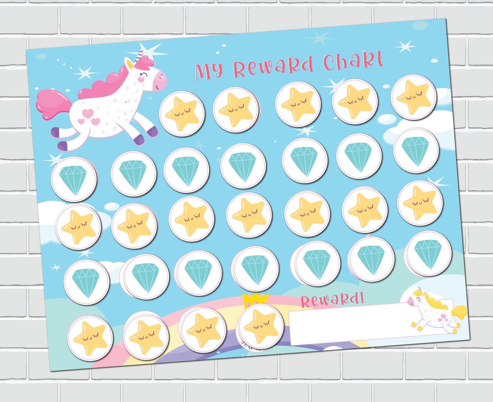 Unicorn Reward Chart Kids Behavior Chart Unicorn Chore - Etsy