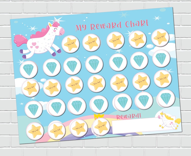 Unicorn Reward Chart Kids Behavior Chart Unicorn Chore - Etsy