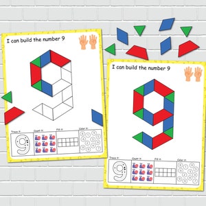Numbers Pattern Blocks Activity, STEM Challenge Cards for Preschool and ...