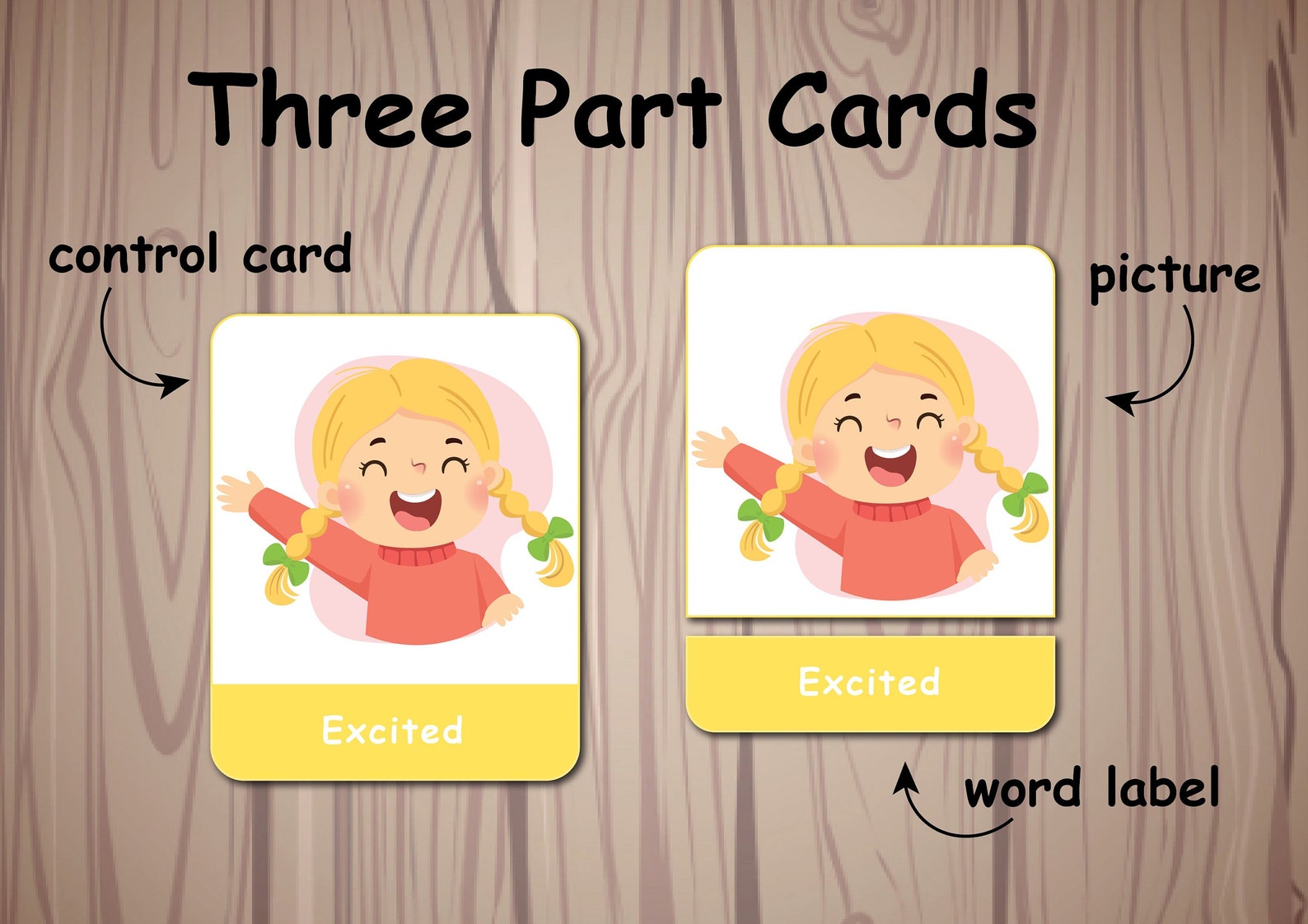 Emotion Flashcards Girls Feelings Flash Cards Montessori - Etsy