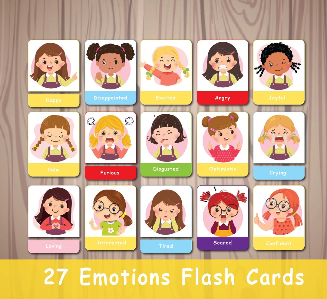 Emotion Flashcards, Girls Feelings Flash Cards, Montessori Printable ...