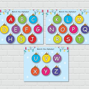 Christmas Theme Alphabet Matching Game for Kids, Printable ABC ...