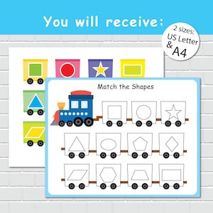 Train Shape Matching Activity, 2D Shapes, Shapes Busy Book Page, File ...