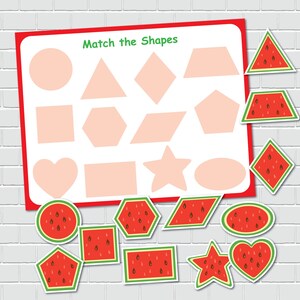 Watermelon Shape Matching Activity, 2D Shapes, Summer Busy Book Page ...