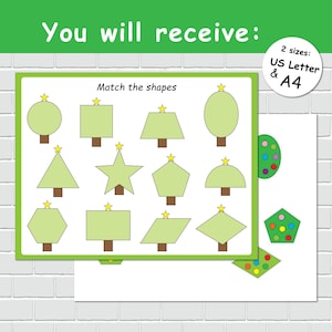 Christmas Tree Shape Matching Activity, 2D Shapes, Winter Busy Book ...