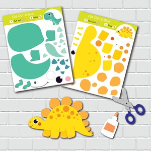 Dinosaurs Cut Out and Glue Activity for Kids. Preschool Cutting ...