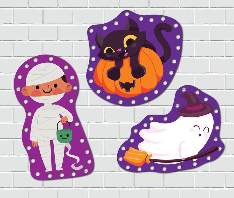 Halloween Lacing Cards Preschool Fine Motor Skill Activity - Etsy