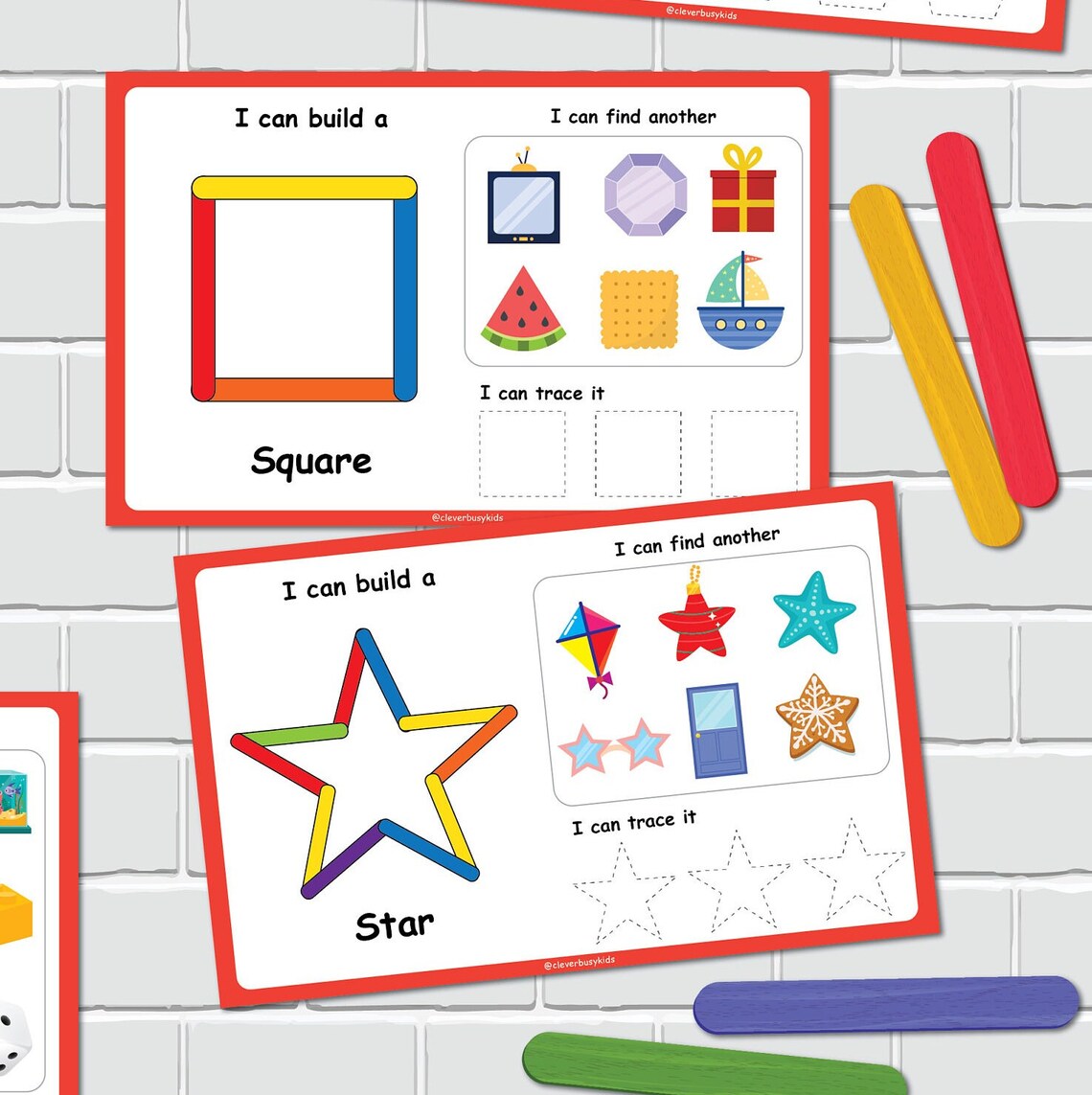 Popsicle Sticks Shapes Activity for Preschool and Kindergarten, Fine ...