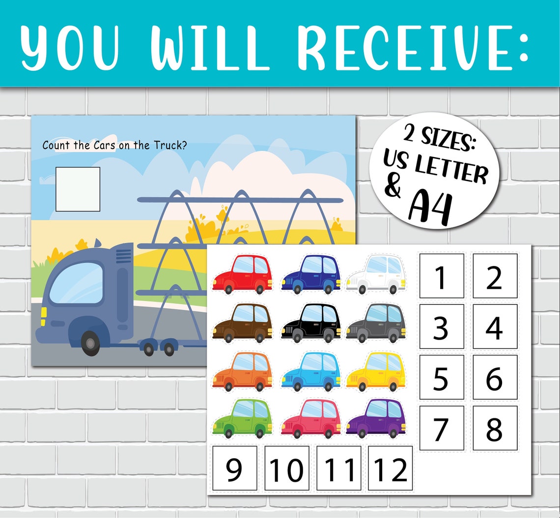 Toddler Busy Book Page Car Theme Activity Preschool Counting - Etsy