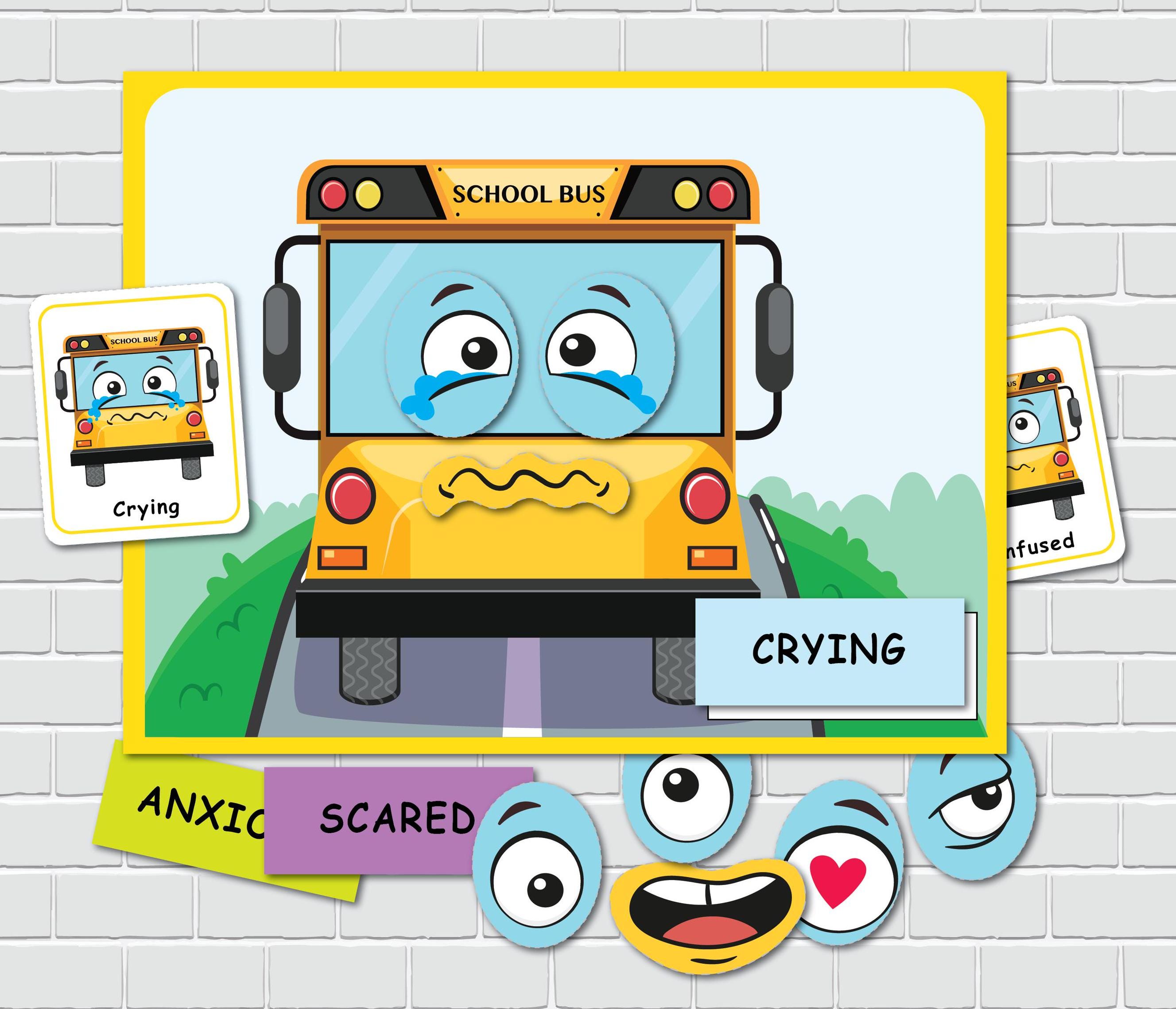 School Bus Emotions Activity for Kids, Preschool Feelings Printables ...