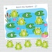 Frog Pond Numbers Matching Activity, Toddler Busy Book Page, Learning ...
