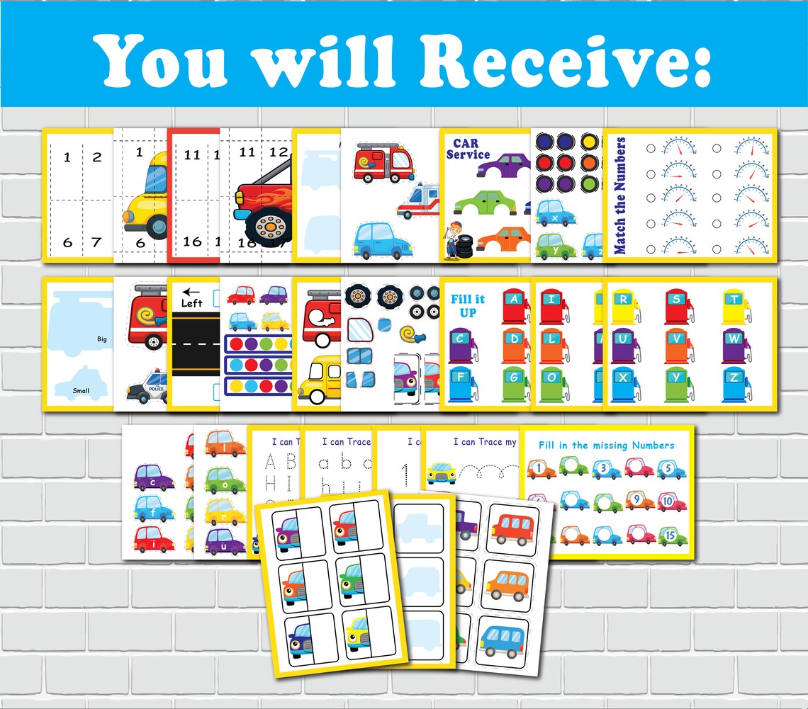 Cars Busy Book Kids Learning Binder Preschool Car Theme Quiet - Etsy