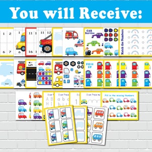 Cars Busy Book Kids Learning Binder Preschool Car Theme Quiet Book File ...