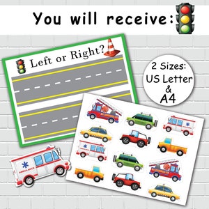 Vehicles Left or Right Matching Printable Activity. Transportation Busy ...
