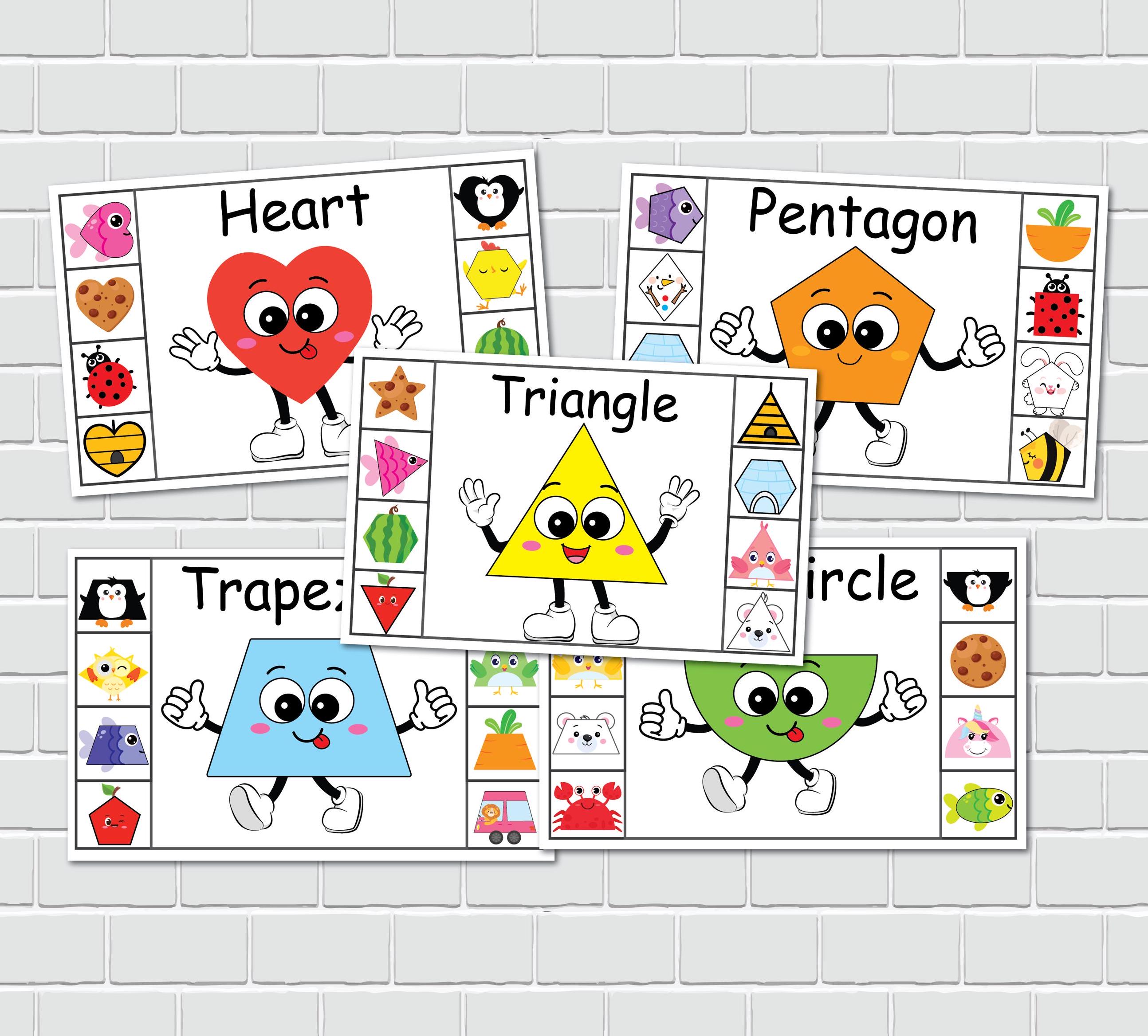 Shapes Clip Cards, 2D Shapes Printable Activities, File Folder Games ...