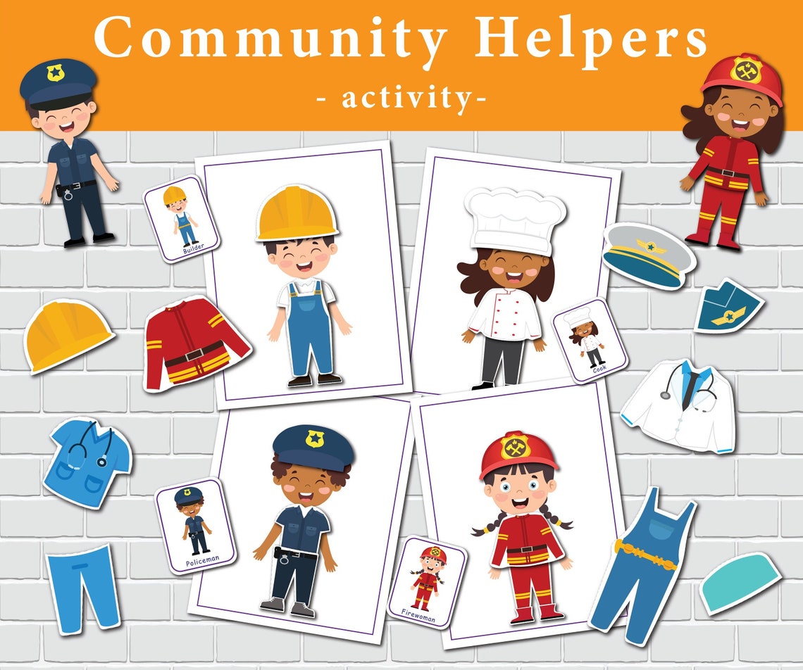 Community Helpers Dress up Preschool Printable Worksheets - Etsy