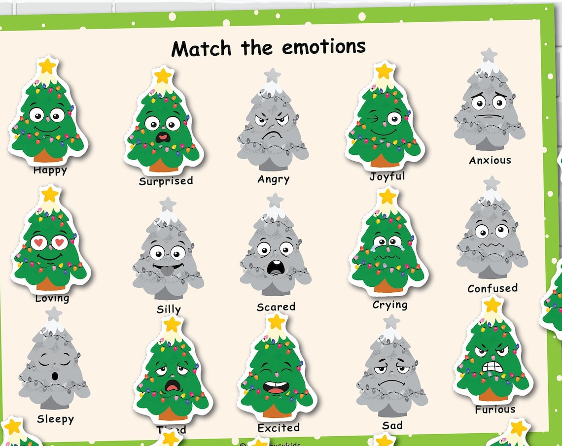 Christmas Tree Emotions Activity for Kids Preschool - Etsy