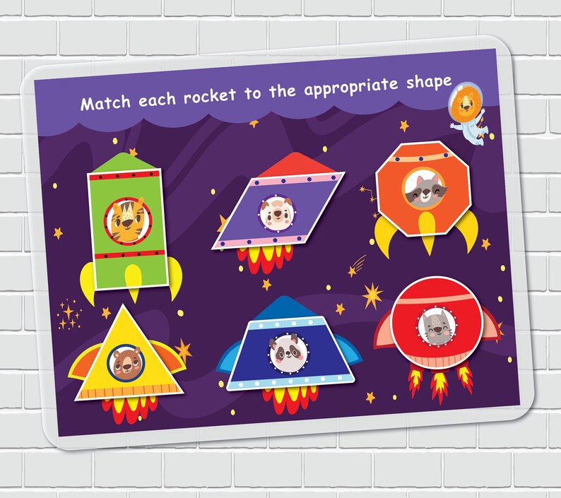 Shape Matching Activity, 2D Shapes, Space Busy Book Page, File Folder ...