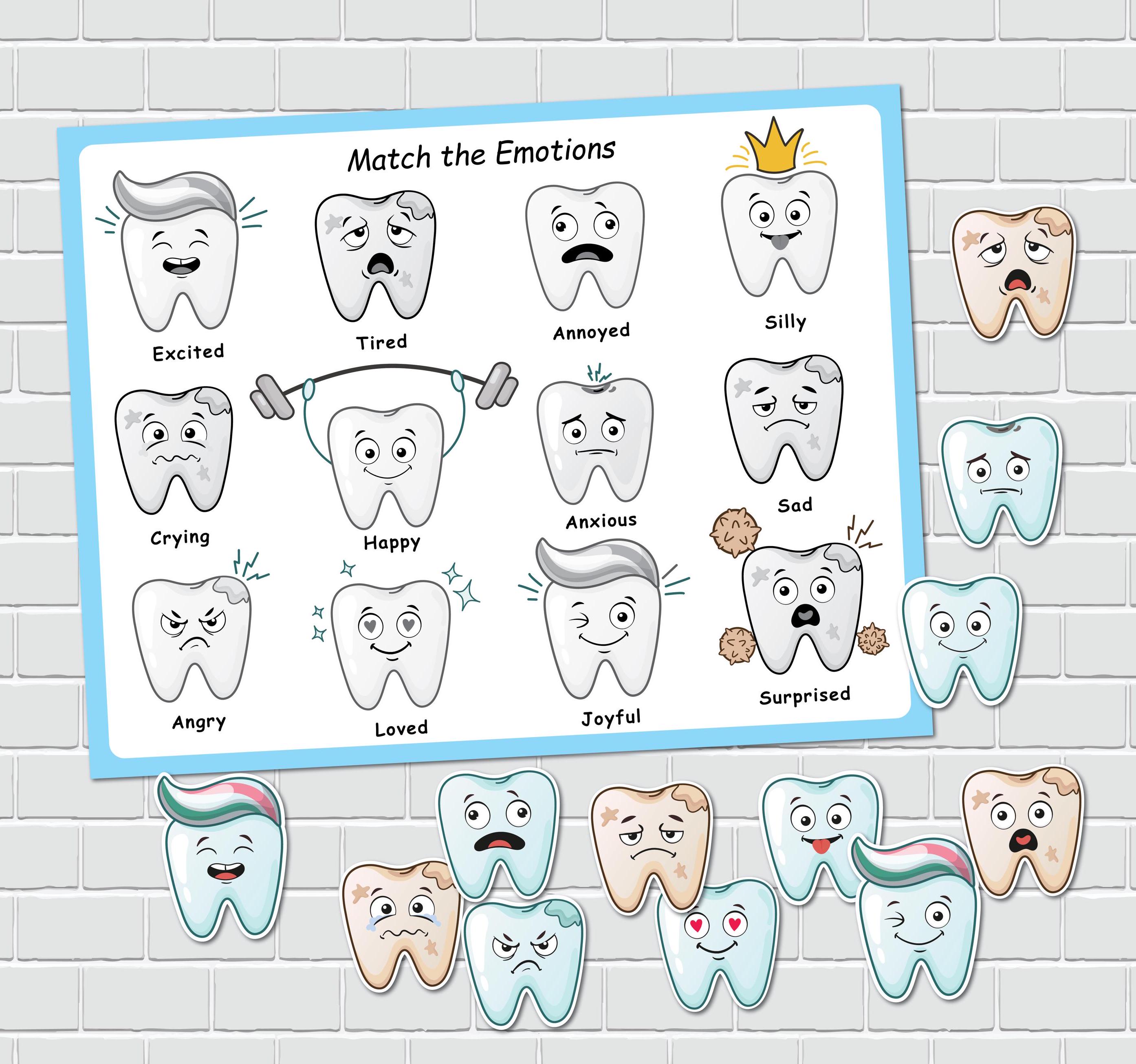 Teeth Emotions Matching Activity for Kids, Dental Health Printable ...