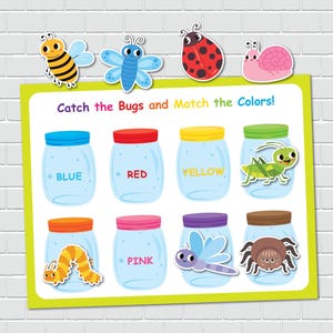 Bugs in a Jar Color Matching Activity, Color Sorting Printable (digital ...