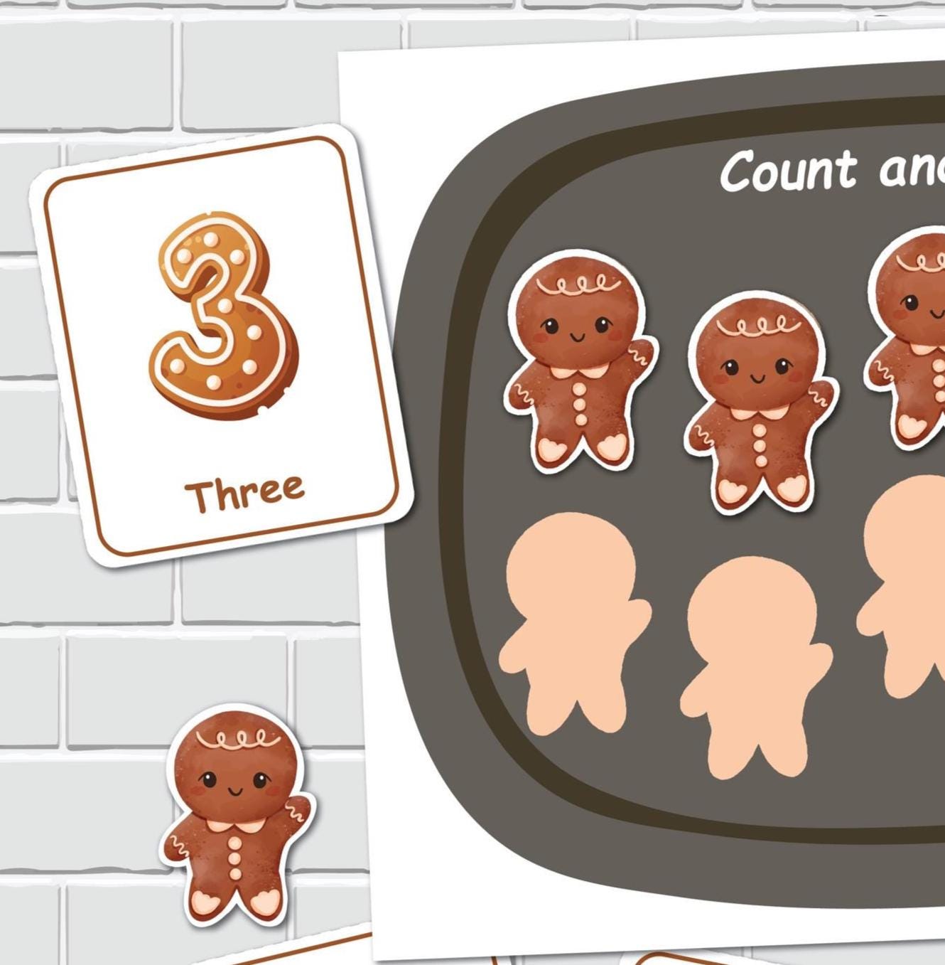 Gingerbread Man Counting Game, Christmas Printable, Math Activity ...