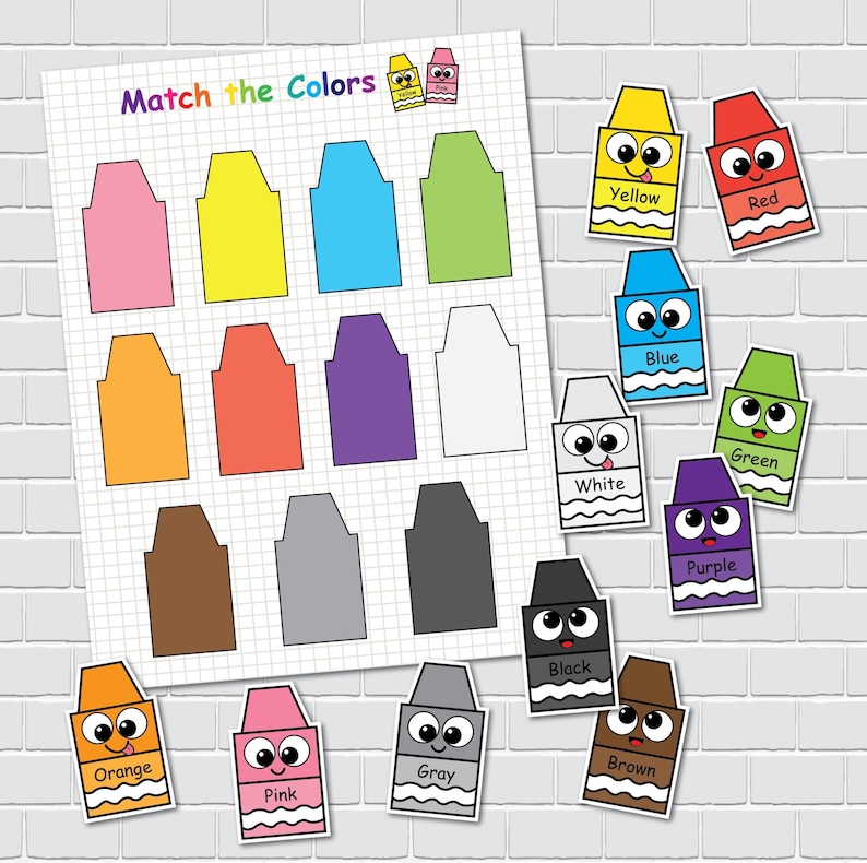 Color Crayons Matching Activity for Kids, Toddler Color Printables ...