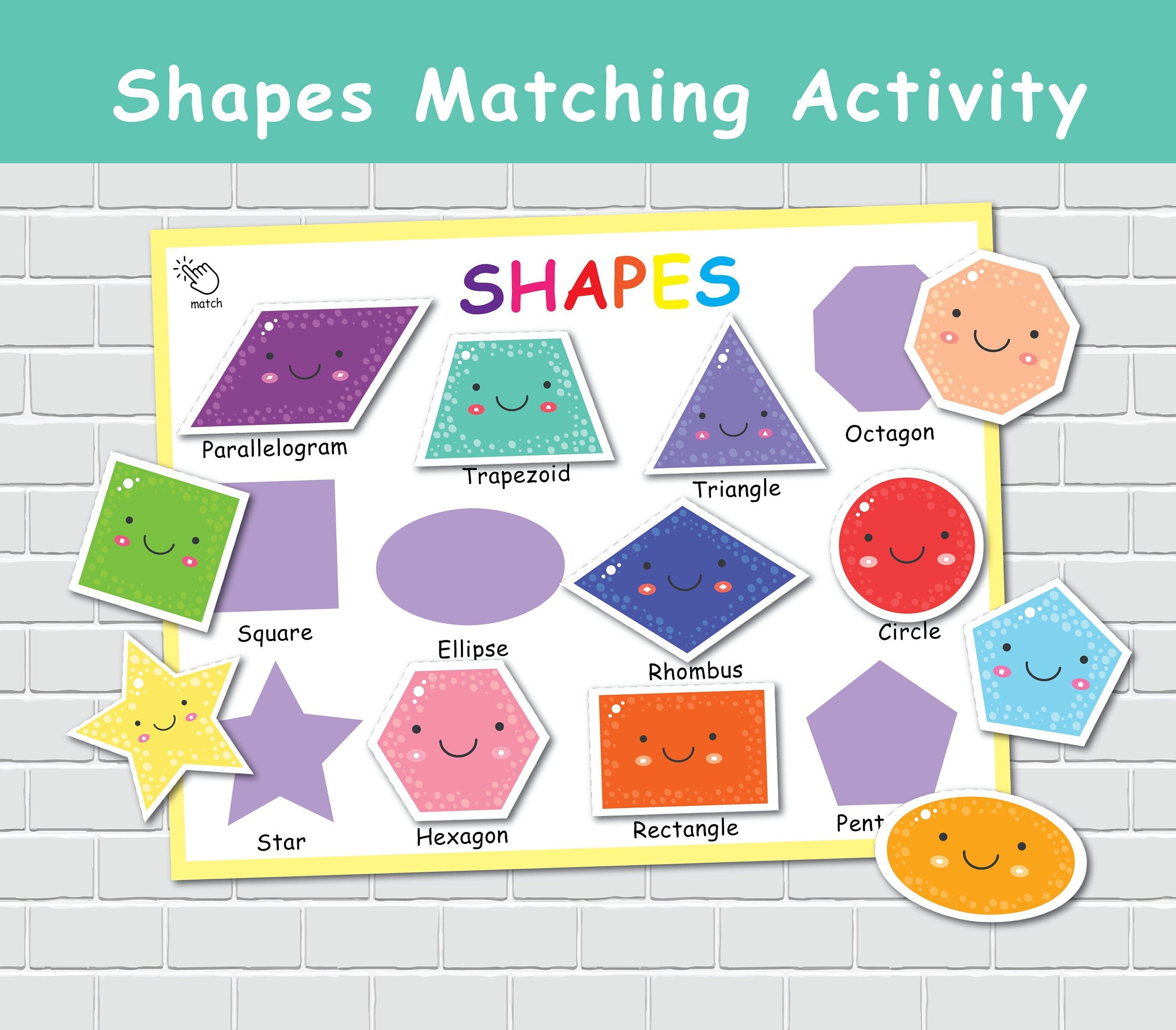 Shapes Matching Actvity. Toddlers Sort and Match Game. Preschool ...