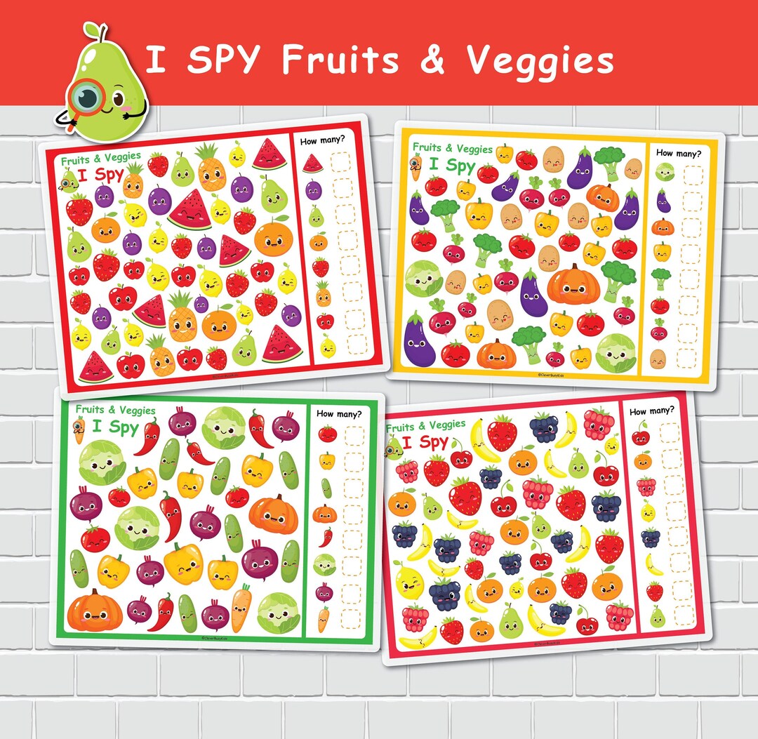I Spy Fruits and Veggies Printable Activity for Toddlers, Look and Find ...