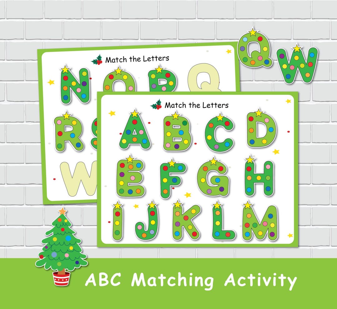 Christmas Tree Alphabet Matching Game, Winter Busy Book Page, ABC ...
