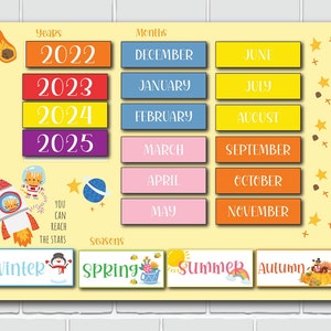 Kids Perpetual Calendar, Space Theme Wall Calendar, Montessori ...