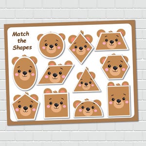 Bear Shape Matching Activity, 2D Shapes, File Folder Games, Special ...