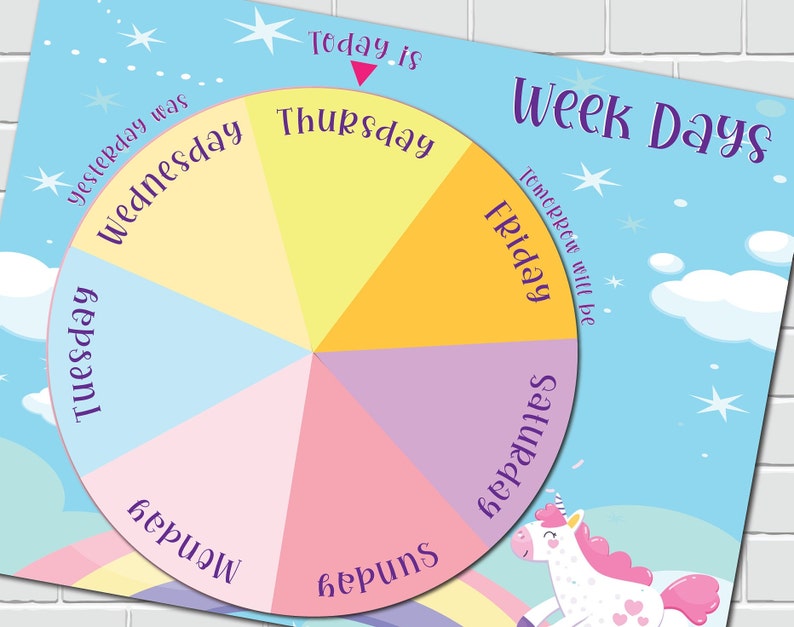 Kids Perpetual Calendar Unicorn Theme Wall Calendar - Etsy